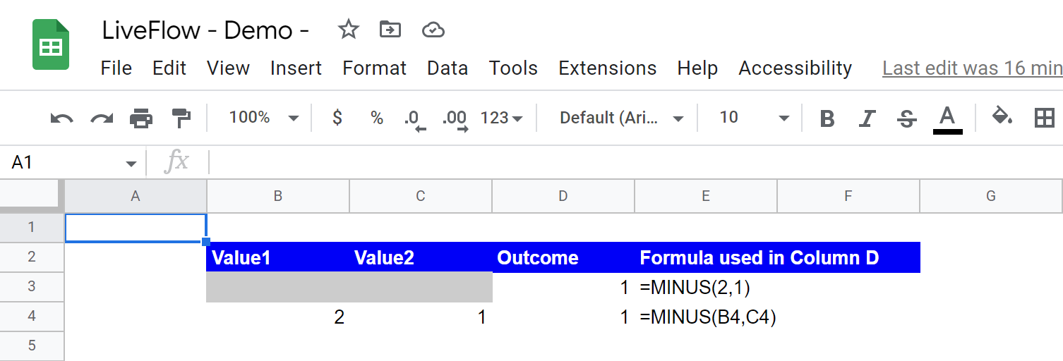 MINUS Function In Google Sheets Explained LiveFlow
